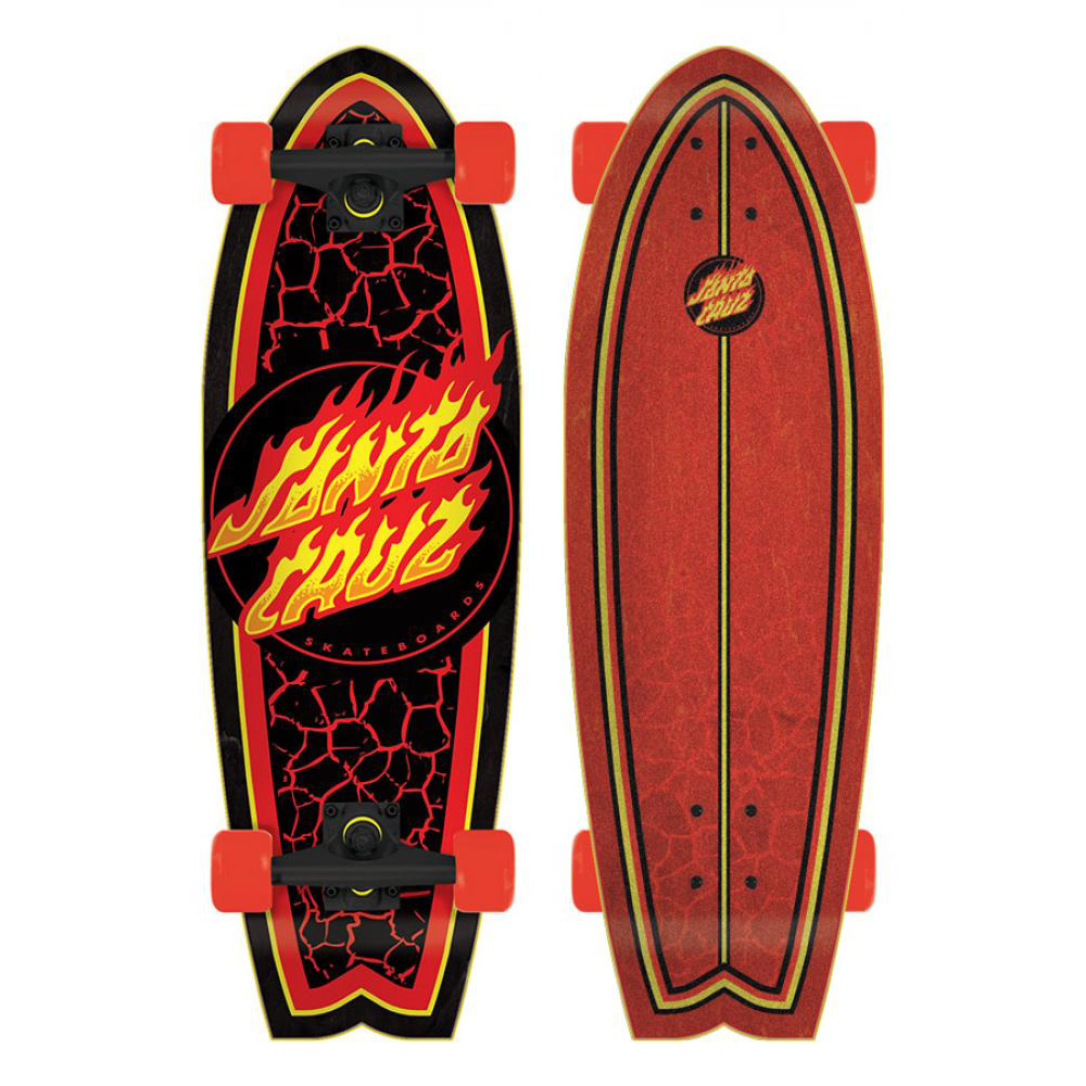 Cruiser Santa Cruz Flame Dot Shark Black/Red - Skates.ro