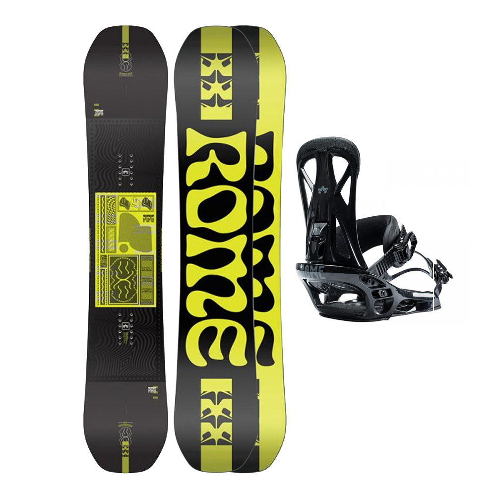 Placa Snowboard Rome Mechanic cu legaturi United black 23/24 - Skates.ro
