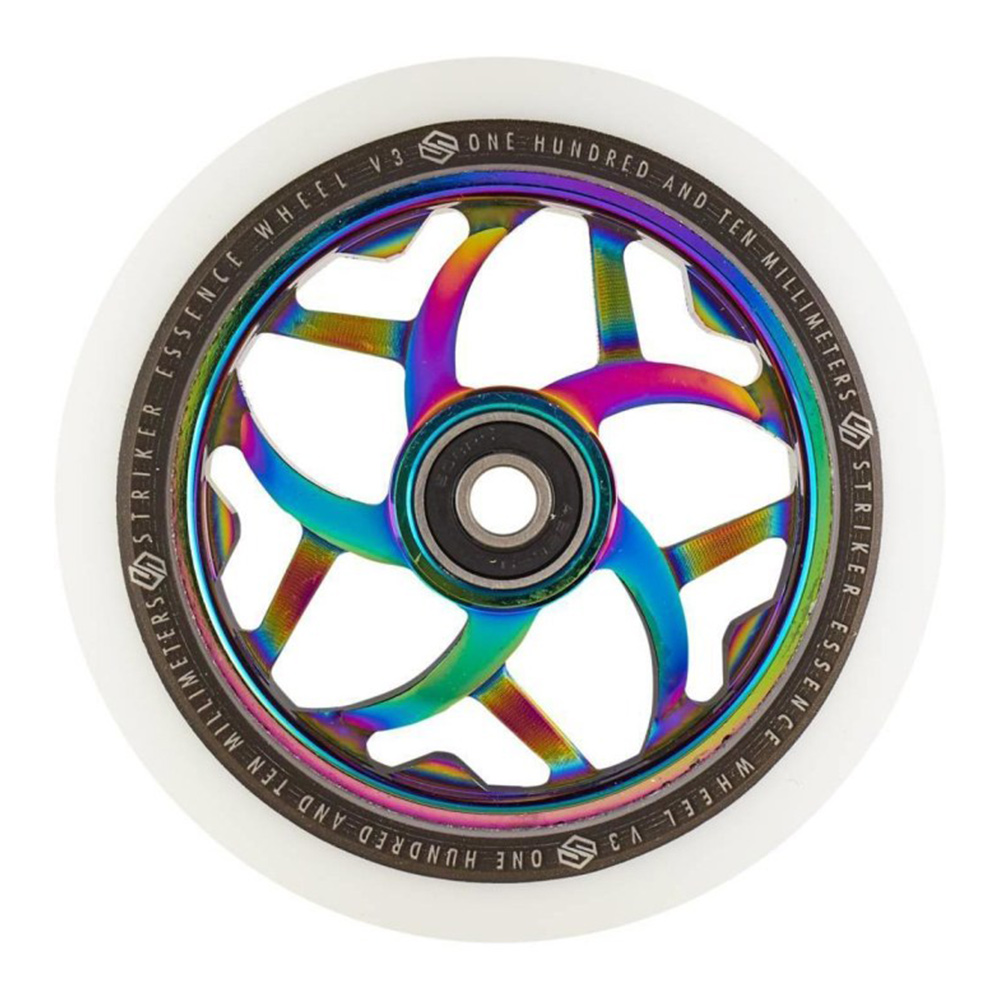 Roata Trotineta Striker 110mm Essence V3 White/Rainbow - Skates.ro