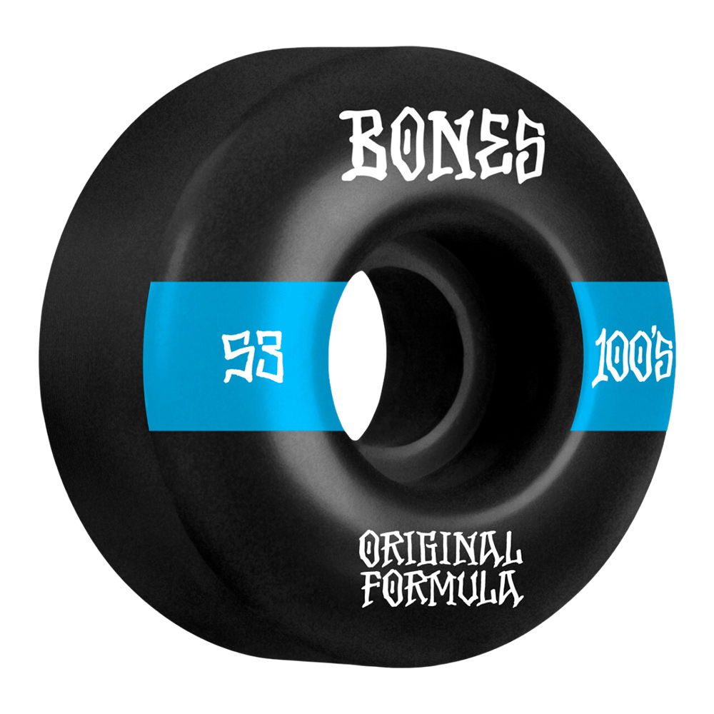 Set 4 roti Skateboard Bones 100s No14 53mm Black V4 Wide - Skates.ro