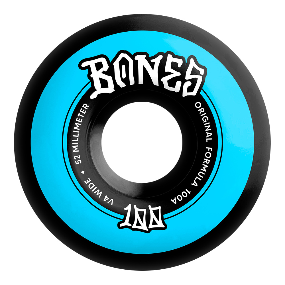 Set 4 Roti Skateboard Bones OG Formula 100s Wide V4 Black 100A 52mm ...