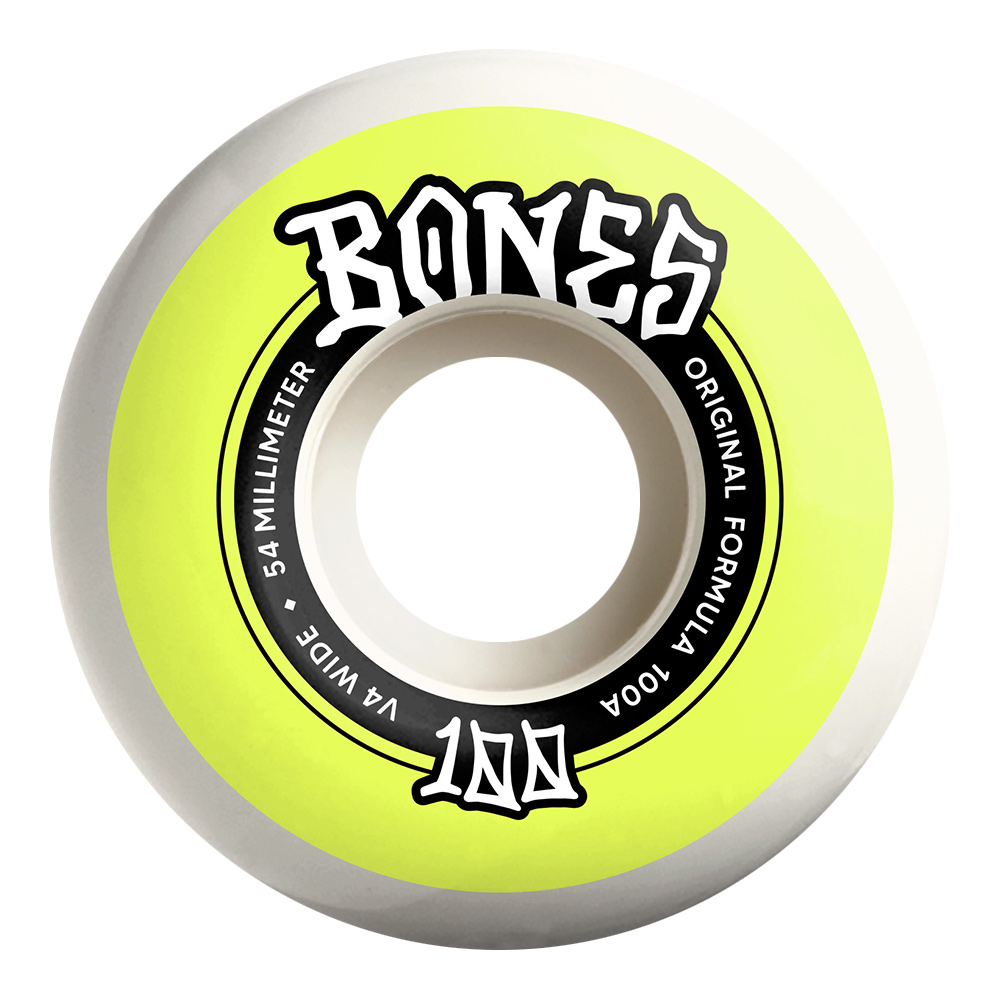 Set 4 Roti Skateboard Bones OG Formula 100s Wide V4 White 100A 54mm ...