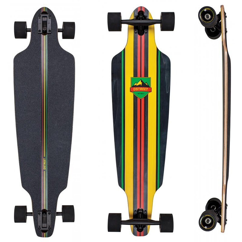 Longboard D STREET Drop Through Stinger rasta 38inch/96cm - Skates.ro