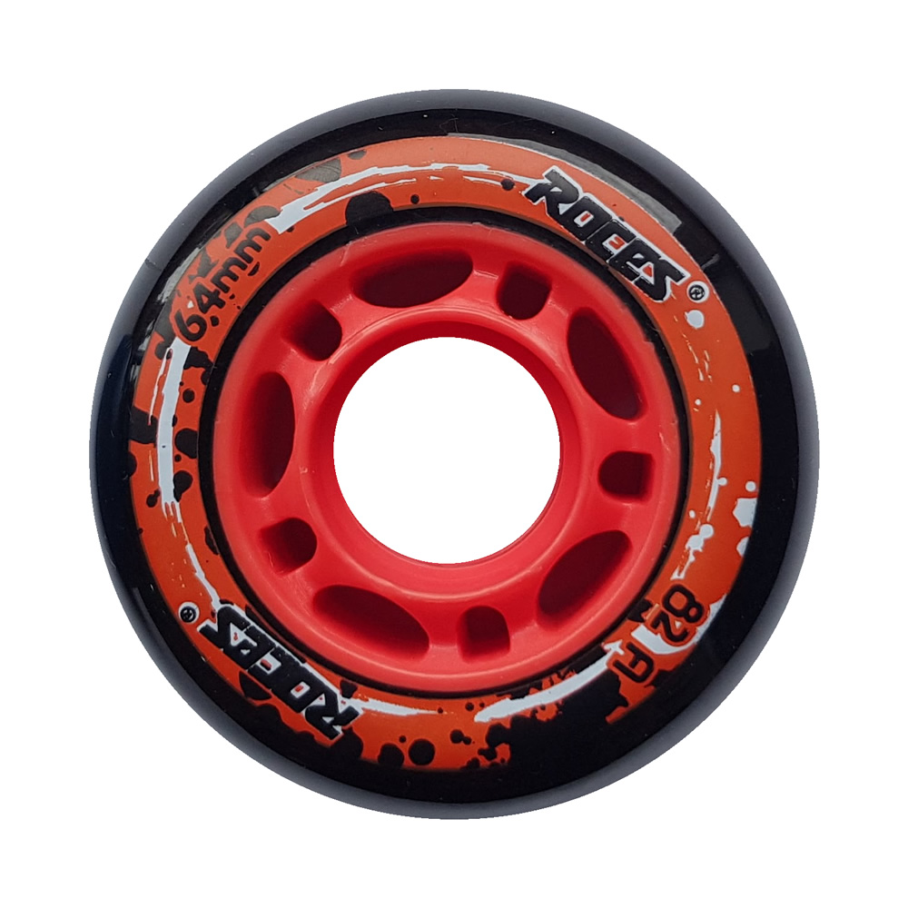 Set 8 Roti Roces 64mm/82a black/red - Skates.ro
