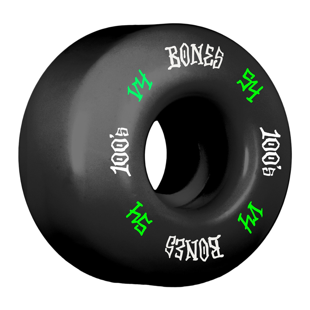 Set 4 roti skateboard Bones 100 Black V4 54mm - Skates.ro
